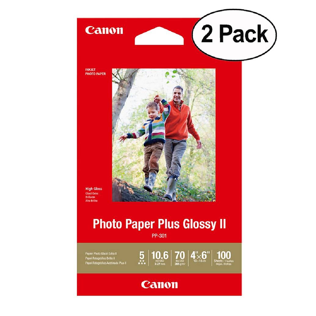 Canon 4x6in Photo Paper Plus Glossy II (2 Pack 200 Sheets)